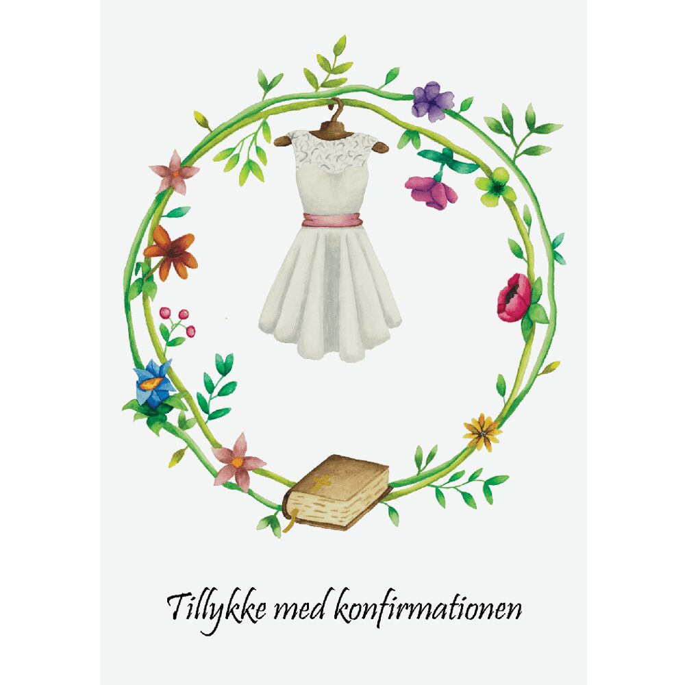 Konfirmationskort med konfirmationskjole